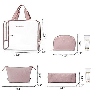 LIGHT FLIGHT Women's Toiletry Bag - 4-in-1 Makeup Bags, Travel Makeup Organizer, Clear PVC Cosmetic Bag, TSA Approved Travel Makeup Pouch, and Travel Bag (Pink)