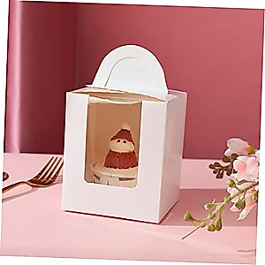 HEMOTON 24pcs Cupcake Boxes Pastry Box Mini Cake Box Mini Paper Cups Clear Cake Box Dessert Boxes with Window Cupcake Carrier Box Kraft Boxes White Card Party Cupcake Boxes Handheld Trunk