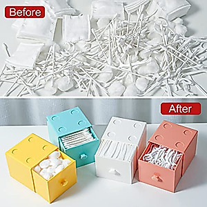 Qtips Holder Bathroom set Organizer and storage for Countertop,black q tip holder Drawer Organizer for Cotton Ball, Cotton Swab box,q-tip Cotton Round Pads holder, Floss pick dispenser (White)