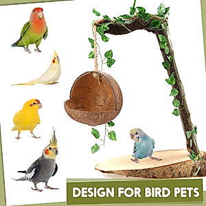 3 Pcs Natural Coconut Bird Hide Nest Birds Parakeet Nest with 6.9 Feet Fake Vines and 4 Hooks, Coconut Fiber Hanging Birdhouse Shell House for Finch Canary Sparrows Reptile Hamster Budgies Cockatiel