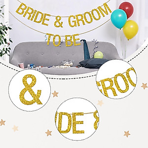 Ambishi Bride and Groom To Be Bachelorette Party Banner Bride and Groom for Wedding Bridal Shower Party Decorations (Gold Glitter)