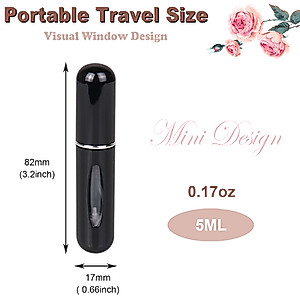 ROSARDEN Travel Mini Perfume Refillable Atomizer, Portable Perfume Spray Container Bottle, Travel Perfume Scent Pump Case Fragrance Empty Spray Bottle for Traveling and Outgoing 5ml (Black)