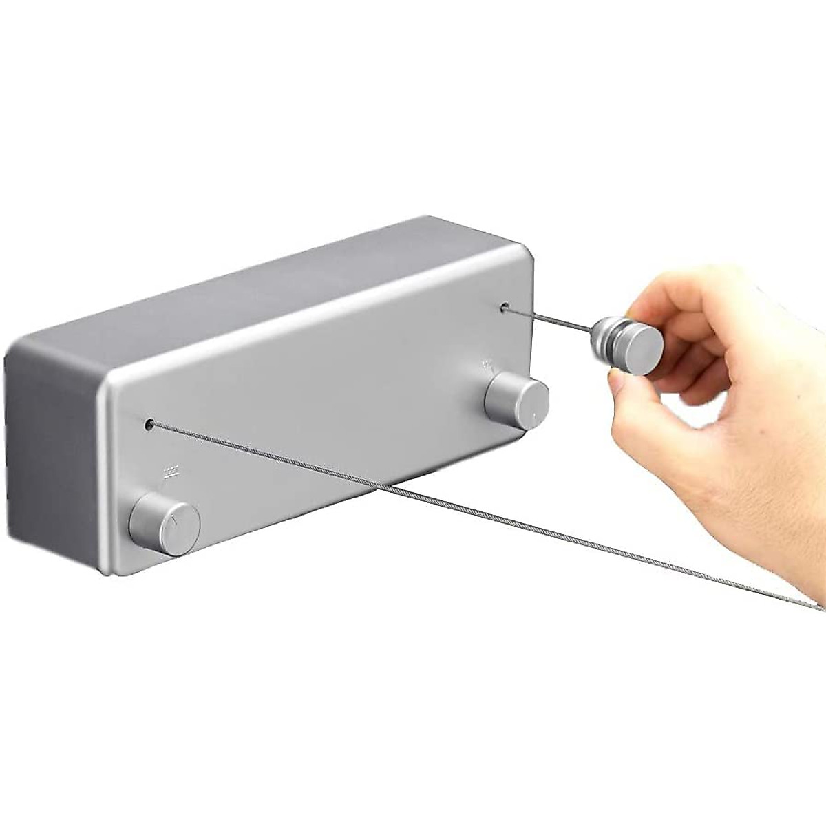 Retractable Clothesline Adjustable Drying Line for Cloth Laundry Outdoor/Indoor with Stainless Steel Double Rope Wall Mounted 13.8 Feets Clothsline (Gray)