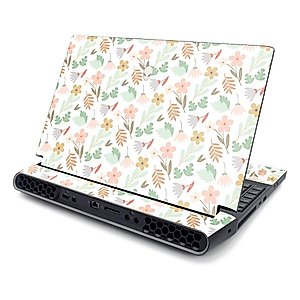 MightySkins Skin Compatible with Alienware Area-51M 17" (2019) - Neutral Flowers | Protective, Durable, and Unique Vinyl Decal wrap Cover | Easy to Apply, Remove, and Change Styles | Made in The USA
