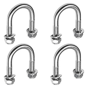 MroMax 4Pcs 304 Stainless Steel M8 Thread Silver Round Bend U Bolts with Nuts and Washers for Fastening Products to 0.98" Dia Pipe