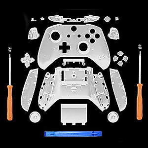 SN-RIGGOR Replacement Housing Full Shell Set Full Buttons Set Faceplates ABXY Buttons RB LB Bumpers for Xbox One S Slim Controller (3.5 mm Headphone Jack) S Controller Repair Parts (Yellow)