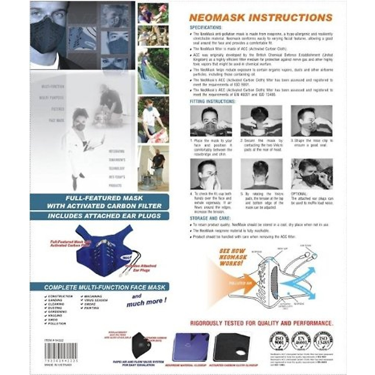 Eurow NeoMask - Neoprene Carbon Safety Multi-Purpose Dust Mask