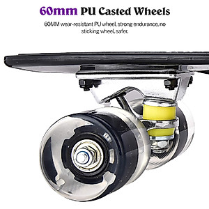 DADDYCHILD Skateboards Complete 22 Inch Mini Cruiser Skateboard for Kids Boys Youths, Light up Wheels for Beginners