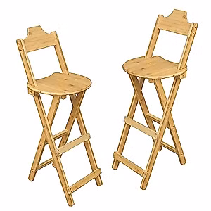 affeivul Folding Bar Stool,Foldable Bar Stools Counter Height,Folding Bamboo Bar Stool with Backrest and Footrest,Collapsible Bar Chairs with Backrest,Portable Folding Stool Tall Bar Stools