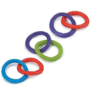 MPP Rubber Nub Dog Toy Satisfying Dental Chew Toss and Play Tug Tough Double Rings (Red - Blue)