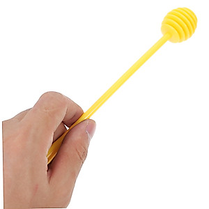 ORFOFE 6pcs Honey Extractor Honey Mixing Stirrer Honey Drizzle Stick Honey Stirring Stick Honey Mixing Sticks Honey Dipper Honeycomb Stick Honey Comb Wand Honey Bee Abs Yellow re-usable