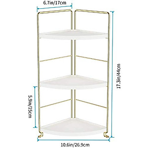 kaileyouxiangongsi Standing Shelf Units, 3-Tier Corner Storage Shelf, Bathroom Countertop Organizer, Vanity Tray Cosmetic Skincare Makeup Storage, Kitchen Spice Rack Standing Shelf, Golden