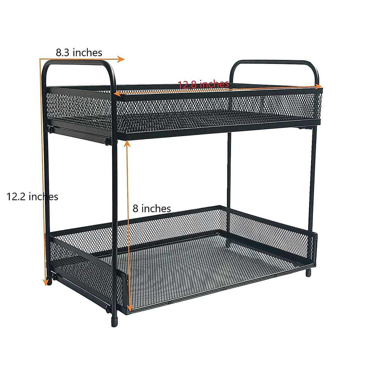SETTFRFE Two Tier Shelf Organizer,Bathroom Countertop Organizer,Coffee Bar Counter Shelf,Black