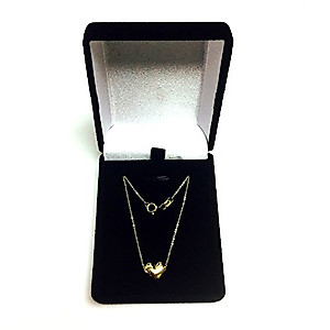 Jewelry Affairs 10K Real Gold Puffed Heart Pendant Necklace, 18" (Yellow Gold, 10K)