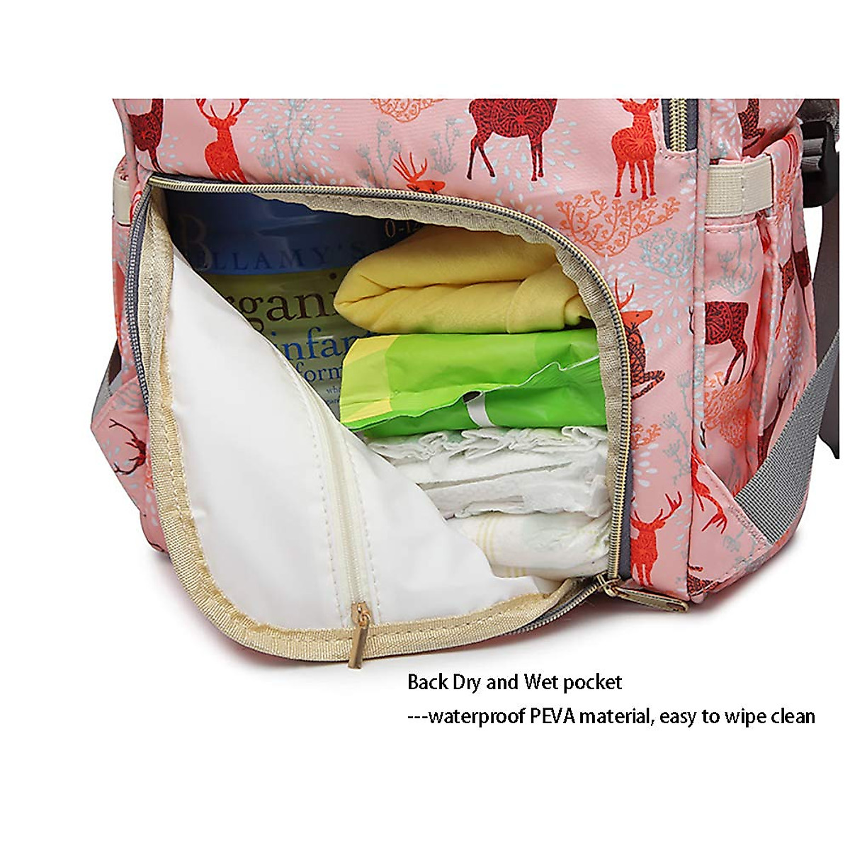 Starte Baby Diaper Bag Multi-Function Baby Diaper Backpack Nappy Bags,Waterproof Trave Backpack for Mom Dad Large Capacity Baby Bags(Deer,Blue)