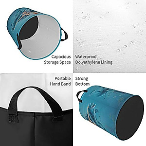 KiuLoam Mermaid with Dolphins 19.6 Inches Large Storage Basket with Handles Collapsible Portable Laundry Fabric Hampers Tote Bag for Toys Clothing Organization