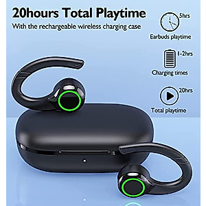 Wireless Earbuds Bluetooth 5.2 Wireless Sports Bluetooth Earphones in Over Ear Headphones with Earhooks Built-in Mic Headset for iPhone 14 Pro Max Android Running Outdoor Workout Sports