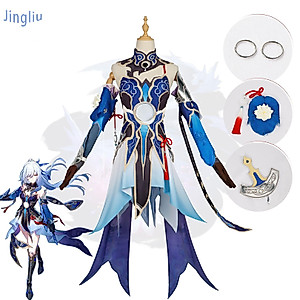 XiongXiongLe Honkai Star Rail 3 JingLiu Cosplay Costume Uniform Full Dress Set Halloween Suits for Girls Cos Party Festival Comic Con Christmas(Adult Costumes,S)