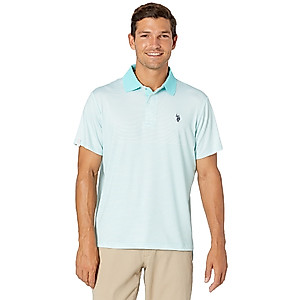U.S. Polo Assn. Short Sleeve Printed Performance Jersey Knit Shirt Aqua Fresh LG