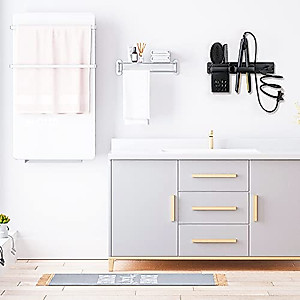 Hair Dryer Holder Wall Mounted, Blow Dryer Rack Holder, Bathroom Bedroom Hair Styling Beauty Care Tools Organizer Storage Basket for Flat Iron, Curling Wand, Hair Straightener (Black)