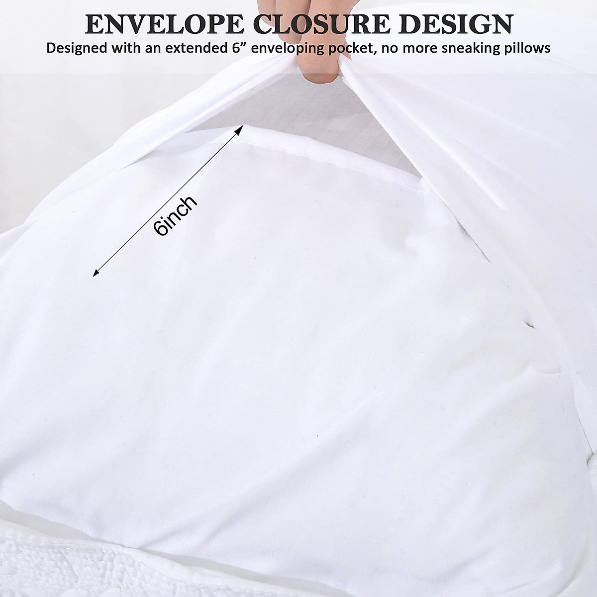 BOSOWOS Quilted Pillow Shams Set of 2, Decorative Microfiber Queen Bed Pillow Shams, Soft Breathable Pillow Covers with Envelope Closure (White, 2Pcs:20 x 30inch)