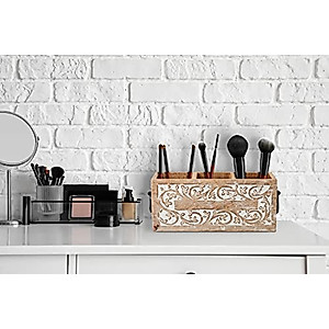 Wooden 3 Compartment Makeup Desk Organizer Flatware Utensil Caddy Cutlery Holder for Party CTH01 Storing of Makeup Tools, Small Accessories at Home & Office Vanities & Bathroom Counter-top