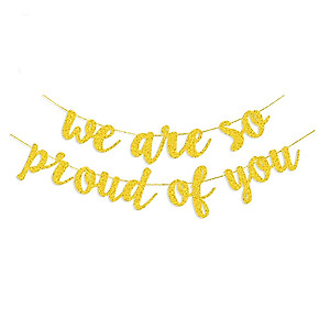 Graduation Decorations 2024 Banners Garland, Gold Glitter We are So Proud of You Graduation Banners Garland for Graduation Party Supplies, School, Home, Car Decorations