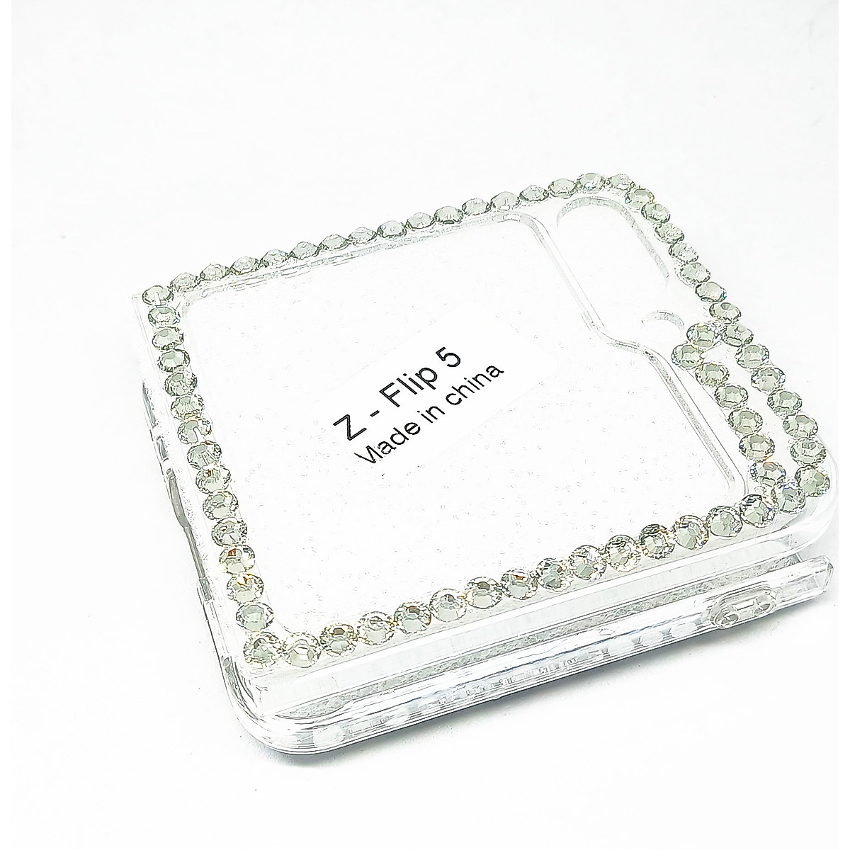 Aikukiki Case for Galaxy Z Flip 5,Galaxy Z Flip 5 5G Case,3D Handmade Sparkle Stunning Stones Crystal Diamond Bling Glitter Phone Case for Samsung Galaxy Z Flip 5 5G (2023) (Full White)
