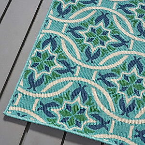 Christopher Knight Home Alger Outdoor Geometric 8 x 11 Area Rug, Blue/Green
