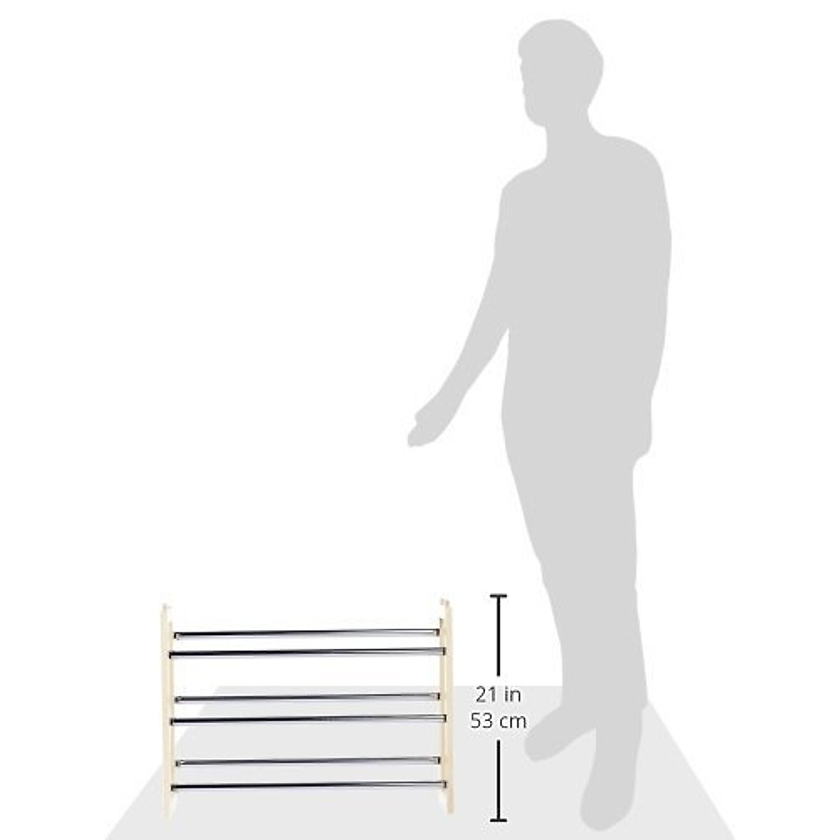 Whitmor 3 Tier Expandable Shoe Rack -Stackable - Natural Wood and Chrome