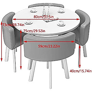 Office Business Hotel Lobby Dining Table Set, Home Dining Table and Chair Set 1 Table and 4 Chairs PU Leather Chair Hotel Clothing Store Restaurant Bedroom Balcony (Color : Red) (Color : Pink)