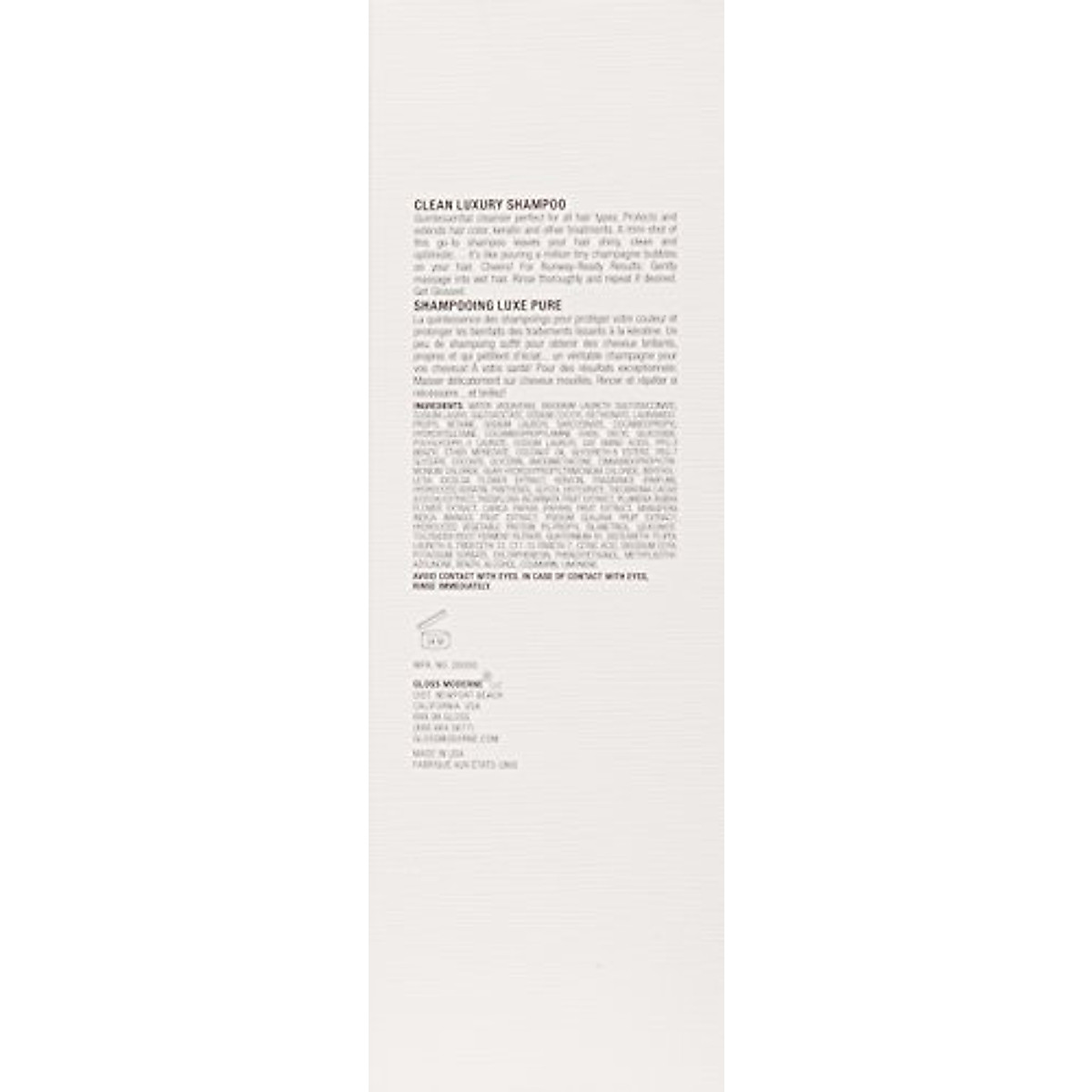 Clean Luxury Shampoo by GLOSS MODERNE - 8 Fl Oz - Hair Treatment for Damaged and Dry Hair with Notes of Mediterranean Almond and Coconut Accented with Cognac - For Soft and Shiny Hair