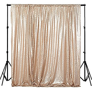 ShinyBeauty Sequence Backdrop Champagne 8FTx10FT Sequin Photo Backdrop Sequin-Backdrop-Curtain Elegant Backdrops 8x10-0827E