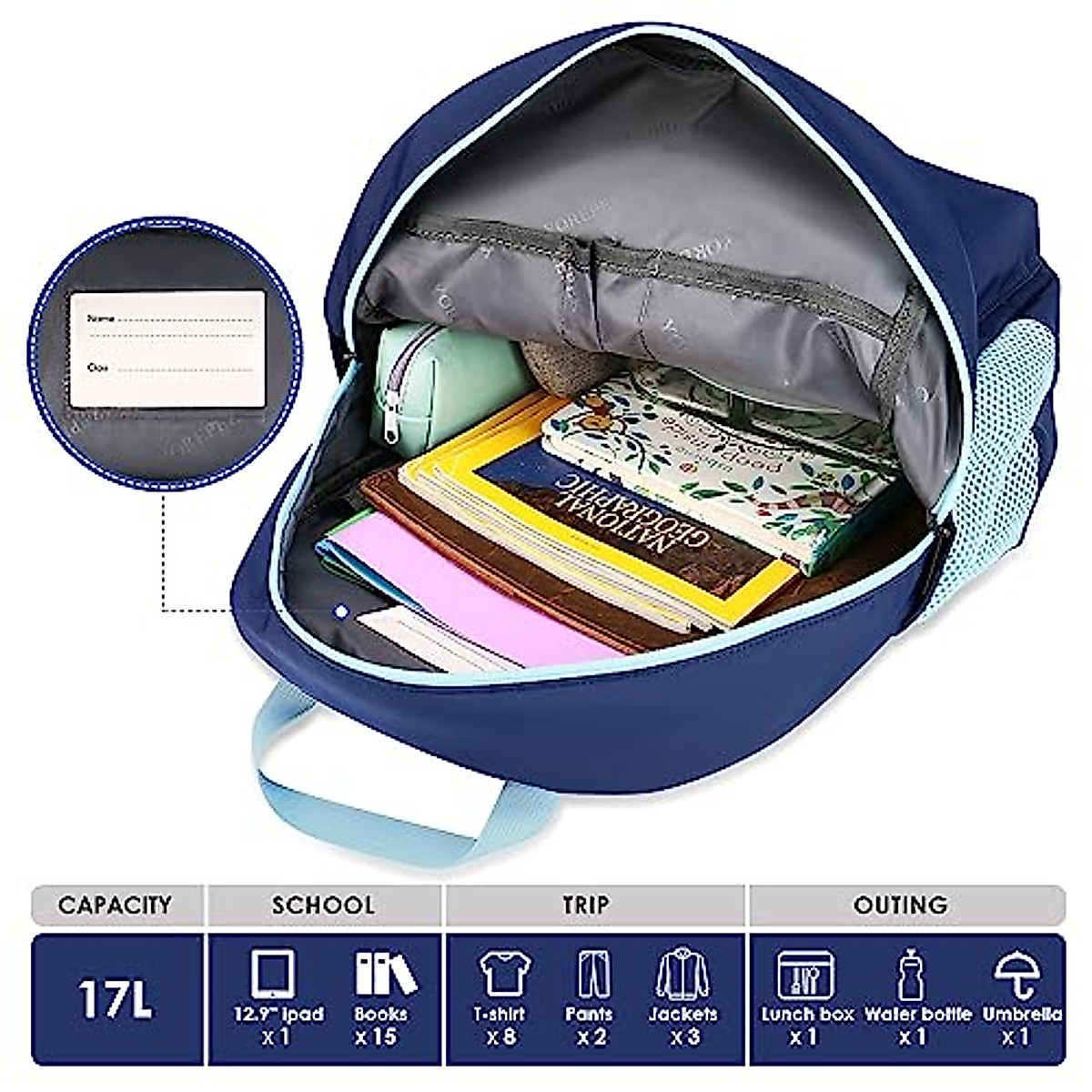 YOREPEK Kids Backpack for Boys, Lightweight School Bookbag for Kids 3-6 Years Old, Preschool Backpack with Breathable Back Design for Toddlers, Kindergarten, Elementary, Early Grade School, Blue