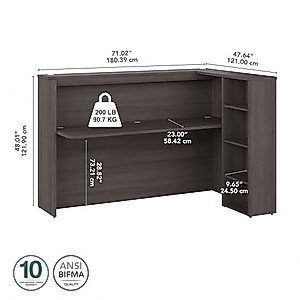 Bush Business Furniture Studio C Reception Desk with Shelves, 72W, Storm Gray