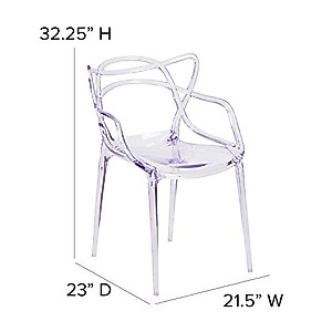 EMMA + OLIVER Transparent Fluid Style Stacking Side Chair
