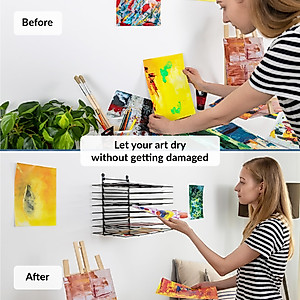 Art Drying Rack Hanging for Classroom | Small Hangable Paint Drying Rack | 8 Removable Shelves | Canvas Rack Art Storage | Painting Drying Rack with Hooks | Stack Rack for Painting, Drawings, And More
