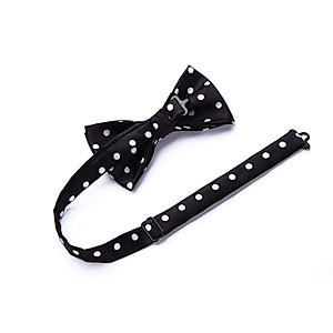 HISDERN Bow Ties for Men Polka Dot Pretied Bowtie Black Classic Formal Business Bow Tie Adjustable Tuxedo Bowties for Wedding & Party