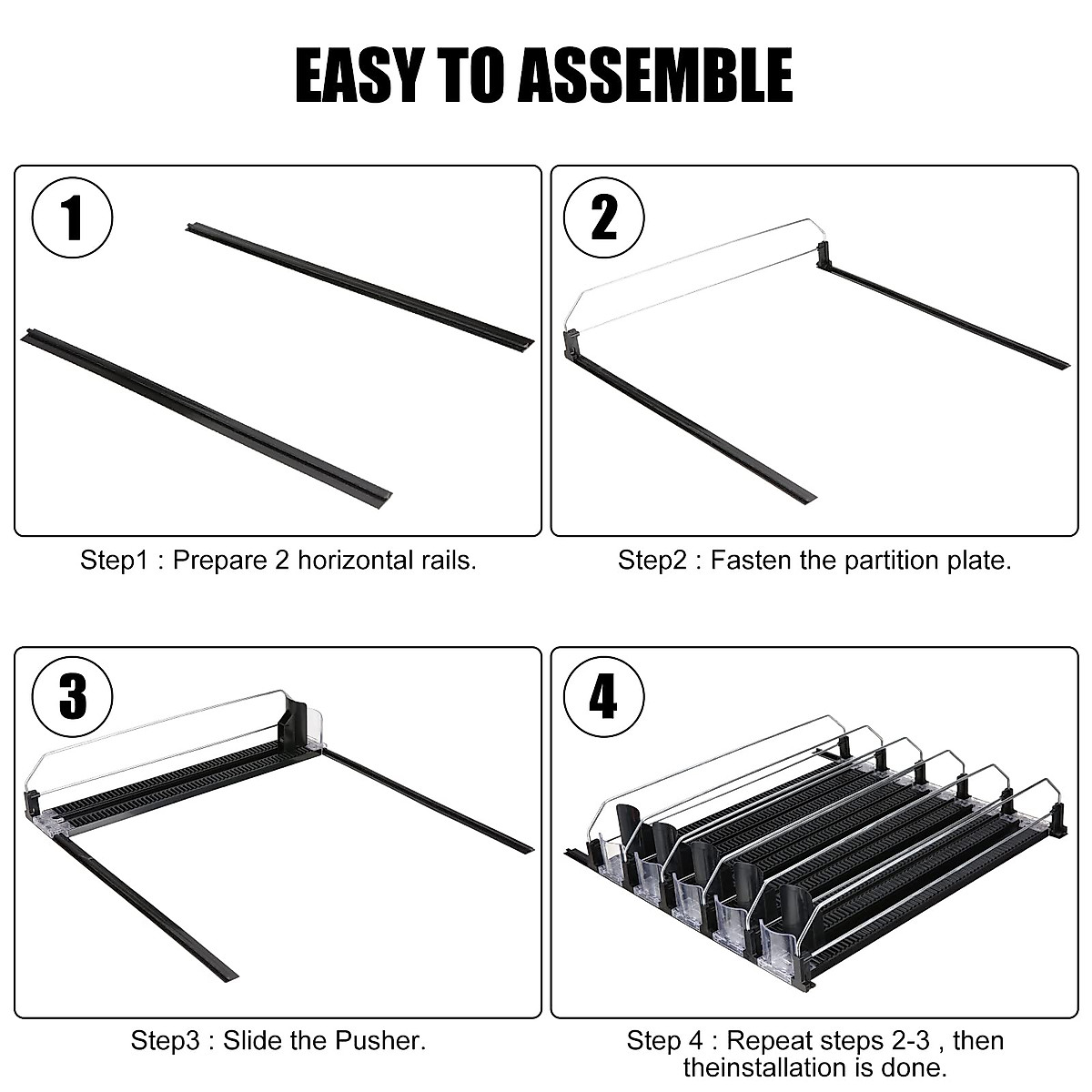 ONCHSH Drink Dispenser for Fridge With Latest Jar Opener Bottle Opener,Automatic Pusher Glide Soda Can Drink Organizer for Refrigerator,Width Ajustable Beverage Self-Pushing-（5，41cm）