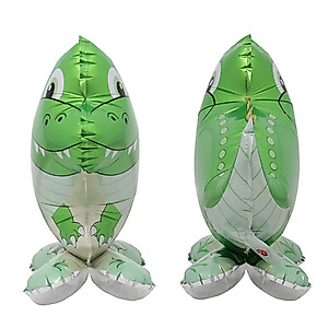 Selfstand 3D Animal Fox Koala Lion Elephant Panda Cow Rabbit dinosaur Triceratops Stegosaurus Baby shower Ball Foil Balloons Birthday Party Baby Shower Decorations Kids Toys (Base Crocodile)