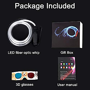 COMLZD LED Whip Fiber Optic Whip Dance Space Whip Super Bright Light 10 Color Effect Mode 360°Swivel for Rave Accessories, Parties, Light Shows, EDM Music Festivals