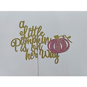 A Little Pumpkin is On Her Way Cake Topper, Little Pumpkin Baby Shower Cake Topper Little Pumpkin Cake Topper Girl for Fall Pumpkin Theme Baby Shower Party Cake Decorations