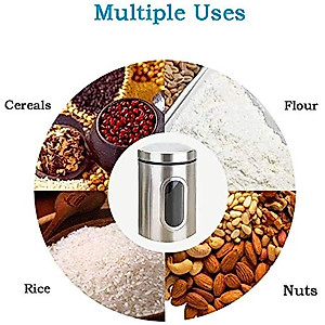 Storage Jars with Lids Kitchen Cylinder Food Storage Containers 304 Stainless Steel Jars With Airtight Lids Small Coffee Canisters, Rustic Home Decor,Pantry Organization And Storage For Tea Snacks Sug