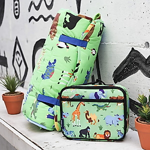 Wildkin Original Nap Mat with Reusable Pillow for Boys & Girls, Perfect for Elementary Daycare Sleepovers, Features Hook & Loop Fastener, Cotton Blend Materials Nap Mat for Kids (Wild Animals)