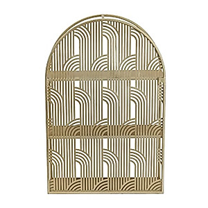 CosmoLiving by Cosmopolitan Metal Arched 3 Shelf Wall Shelf, 16" x 6" x 24", Gold