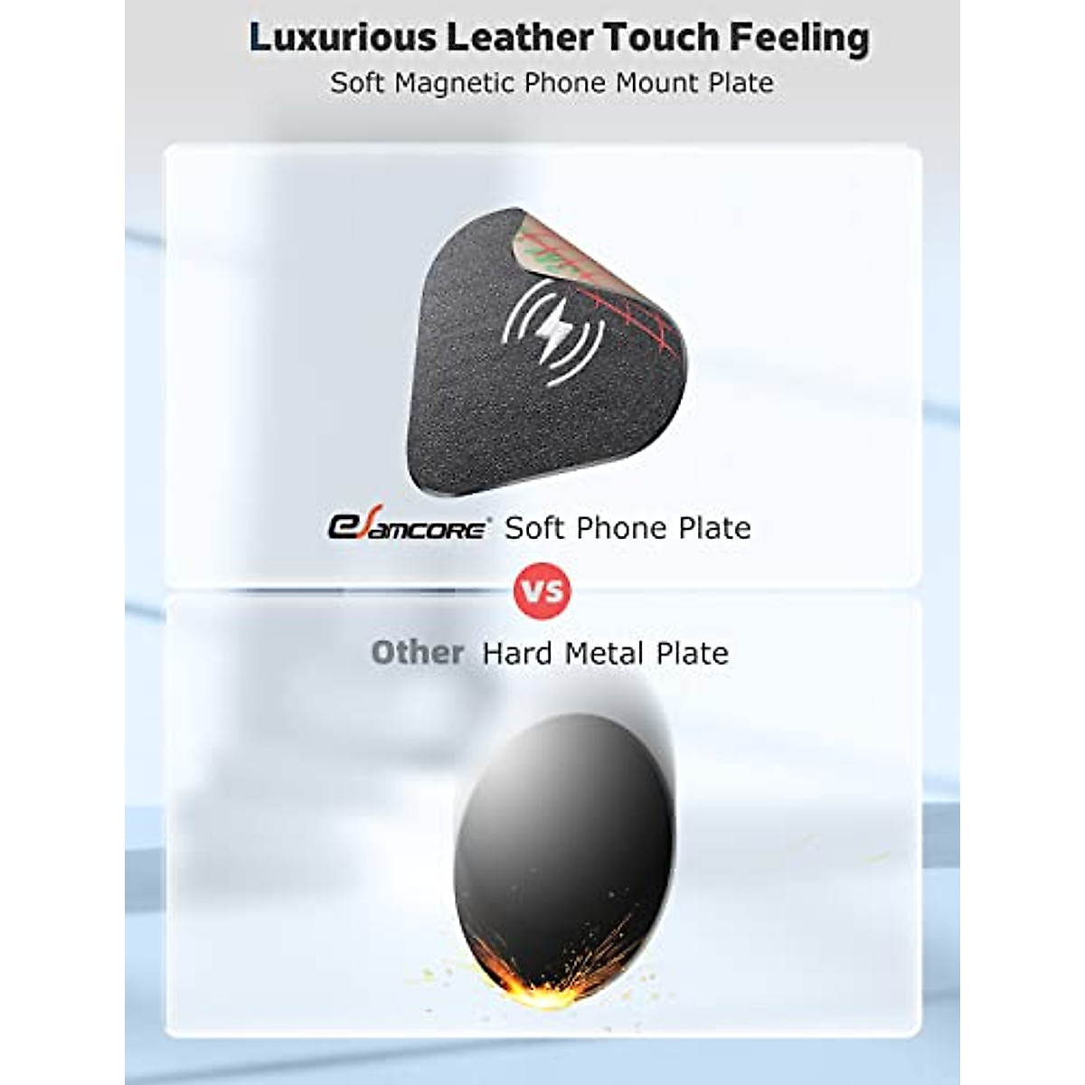 eSamcore Wireless Charging Compatible Phone Metal Plate, Phone Magnet Sticker for Magnetic Car Phone Mount Holder & Cradle & Stand for [Vent] [CD] [Windshield] [Dashboard] 1.7 X 1.7 Inch [2-Pack]