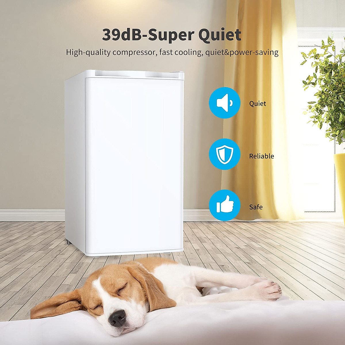 N A Mini Refrigerator Compact Refrigerator Small Drink Food Storage Machine for Dorm, Garage, Camper, Basement or Office, Single Door Mini Fridge, 3.2 Cu.Ft (White)