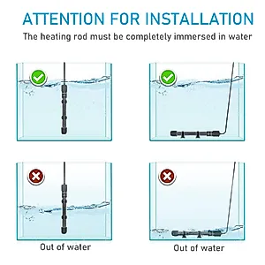 YukiHalu Small Submersible Aquarium Heater, Adjustable Mini Fish Tank Heater 25W 50W 100W 200W 300W with External Temperature Controller, LED Display, Used for 5/10/20/40/60 Gallons (50 Watts)