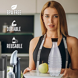 2 Glass Bottles for (NOT INTERCHANGEABLE WITH PLASTIC) SodaStream Aqua Fizz, Crystal and Penguin Carbonating Sparkling Water Machines