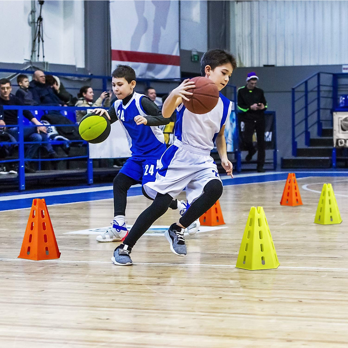 YES4ALL Agility Cones Hurdle Set 4 Green Cones + 4 Orange Cones + 4 Green Bars